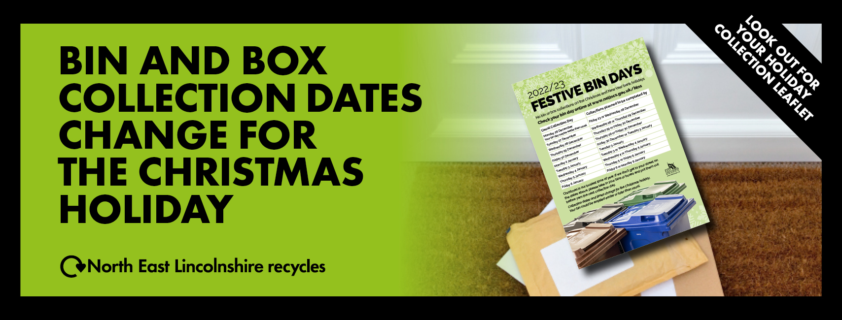 Don't forget - bin days change at Christmas and New Year | NELC